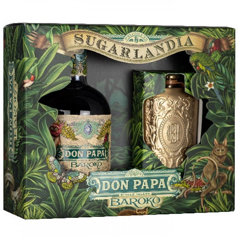 Don Papa Baroko Hip Flask Geschenkbox 40% vol. 0.7l